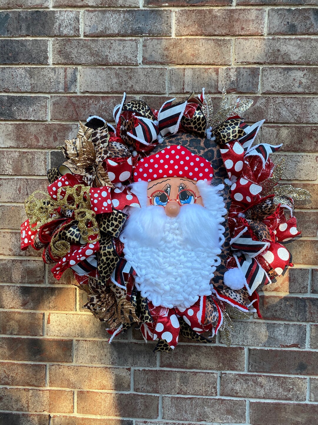 Cheetah Santa Wreath Cheetah Glam Wreath Cheetah Santa Swag - Etsy