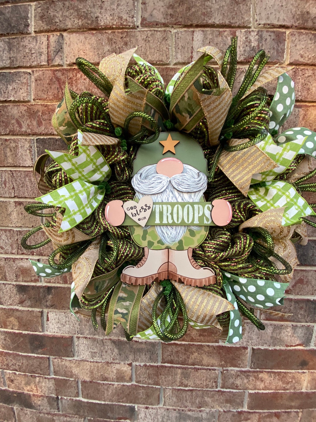 RWB Patriotic Gnome Wreath Patriotic Support Our Troops Wreath - Etsy