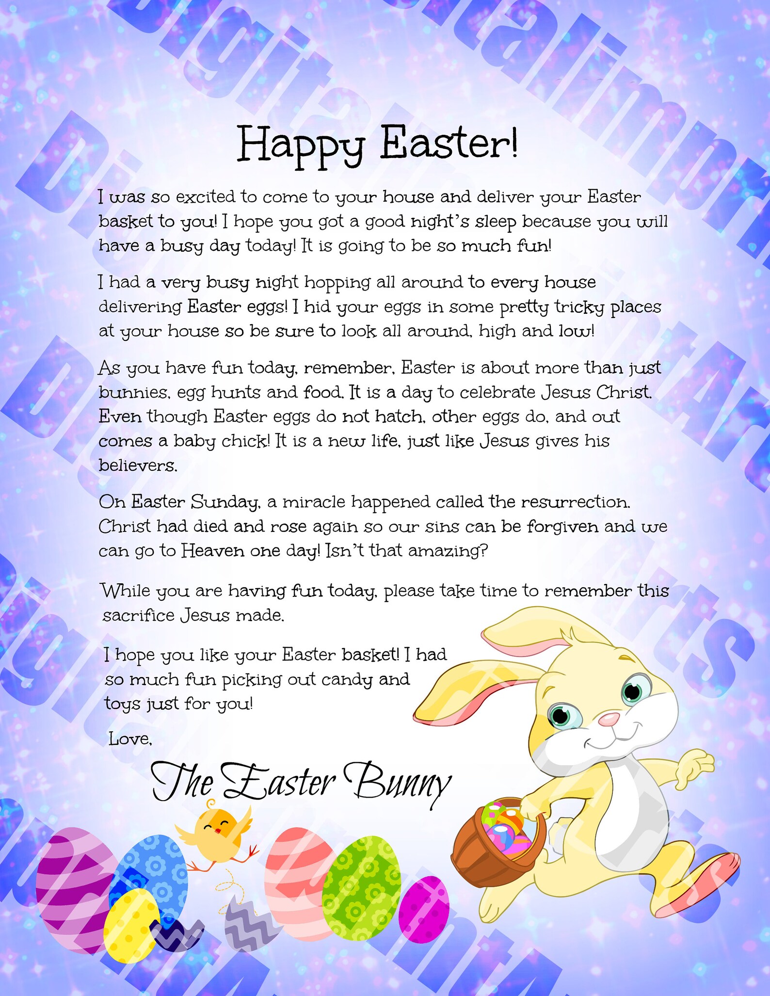 Religious Easter Bunny Letter, Eggs, Child, Baby Milestone, Christian ...