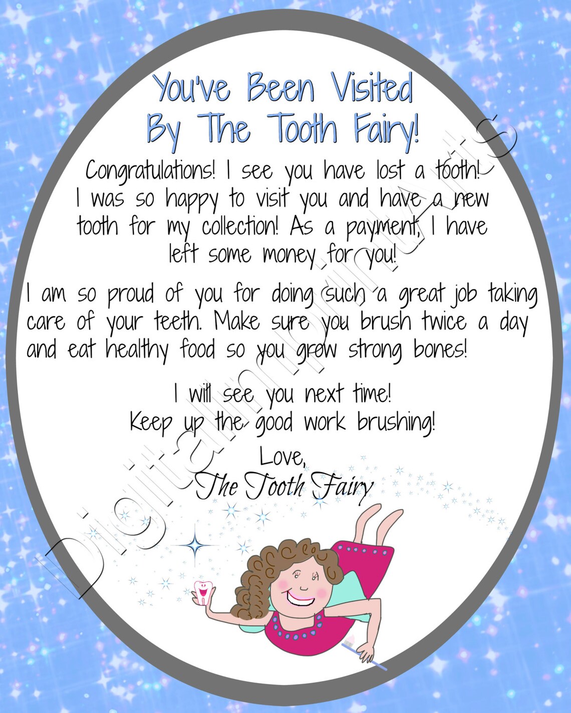 Tooth Fairy Letter Lost Tooth Child Baby Milestone Letter - Etsy