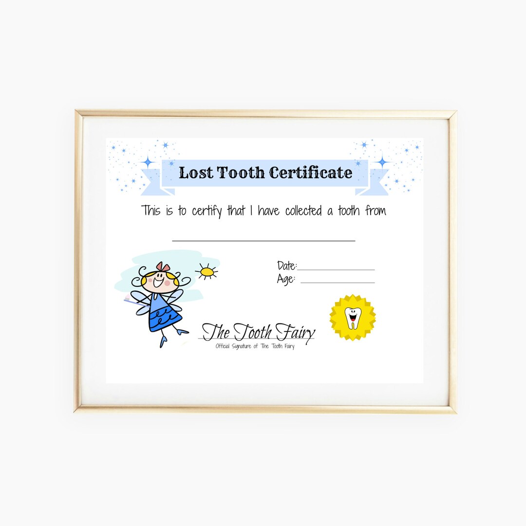 Boy Tooth Fairy Certificate, Tooth Fairy Gifts, Baby Milestone Card ...