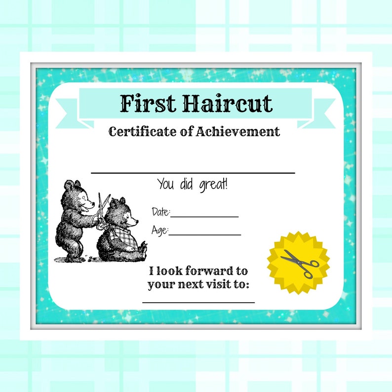 First Haircut Certificate, Baby First Haircut Photo Certificate, Baby ...