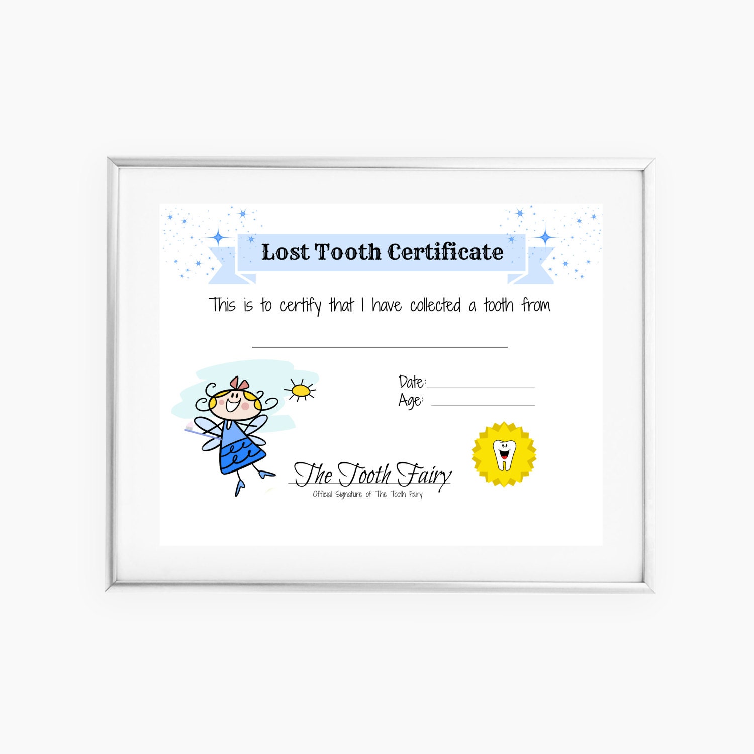 Tooth Fairy Gift Certificate