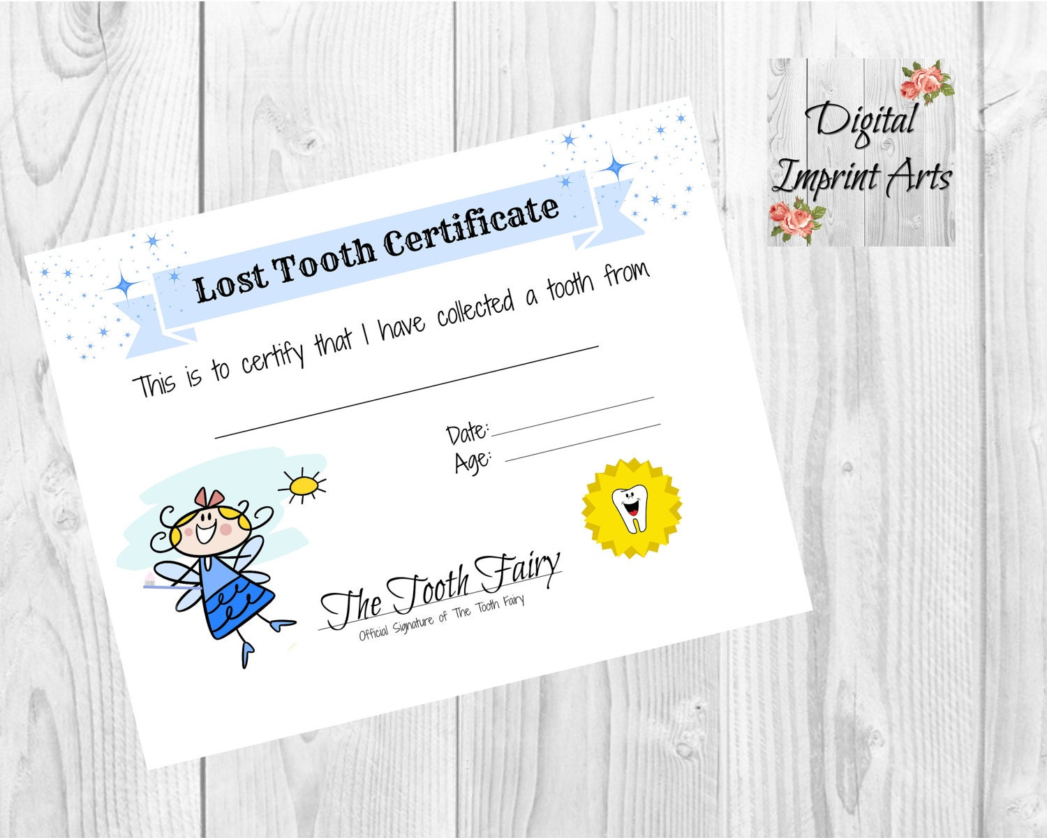 Boy Tooth Fairy Certificate, Tooth Fairy Gifts, Baby Milestone Card ...