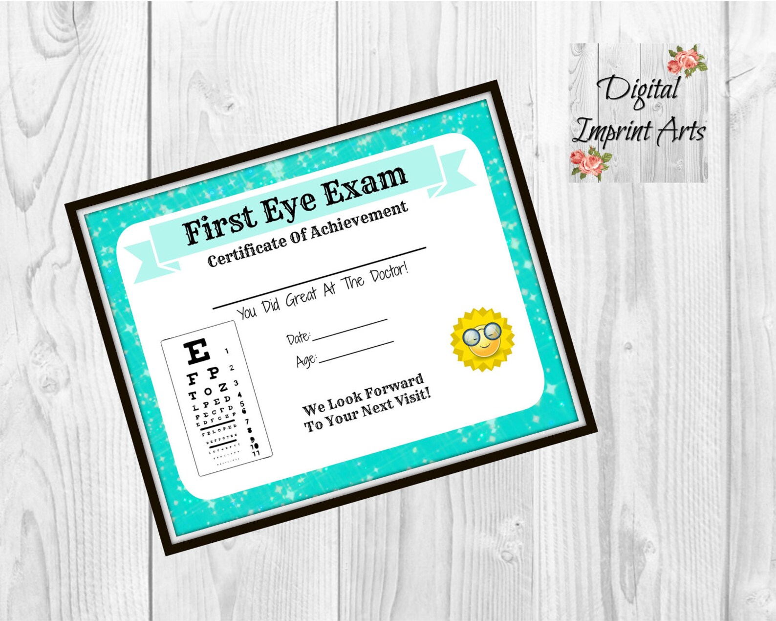 First Eye Exam Certificate, Eye Doctor Printout, Doctor's Visit, Child ...