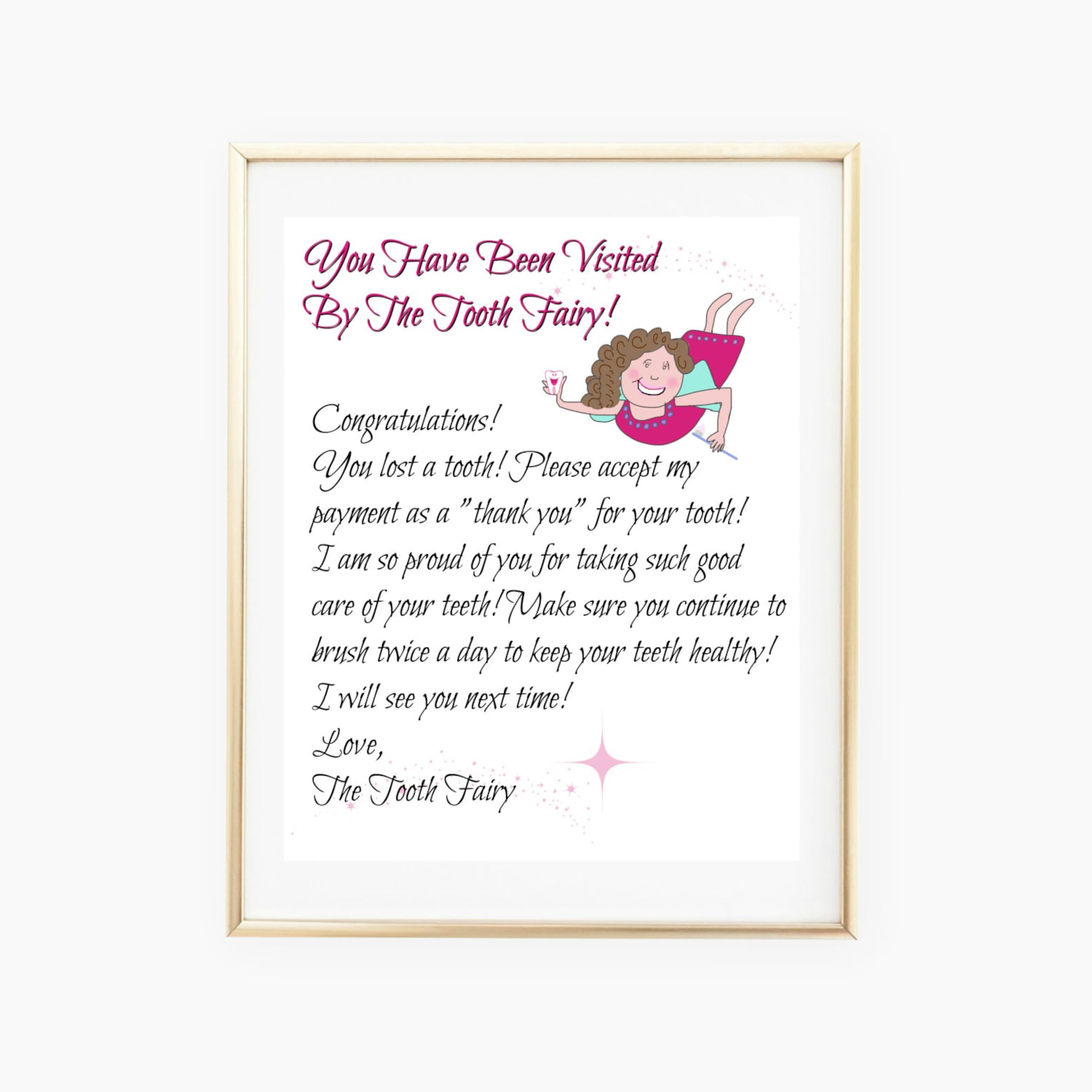 Girl Tooth Fairy Letter, Lost Tooth, Baby Milestone, Letter From Tooth ...