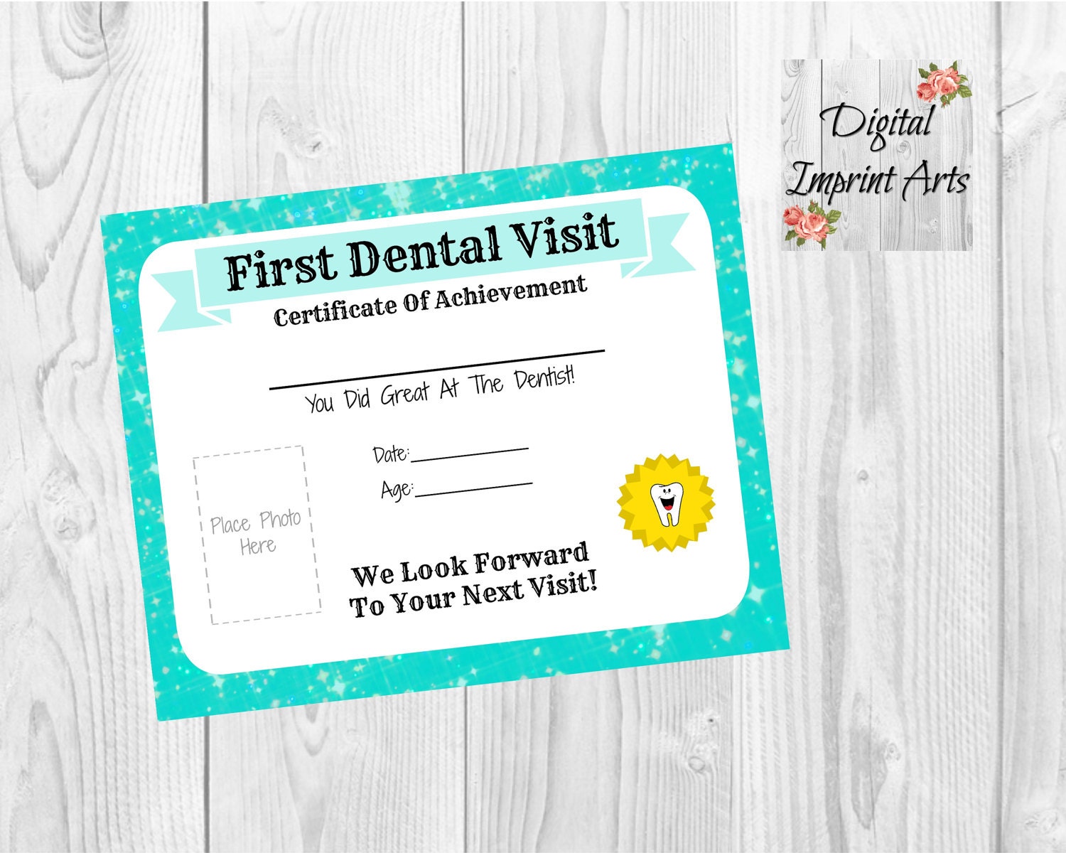 First Dental Visit, Dental Exam, Dentist Certifcate, Pediatric Dental ...