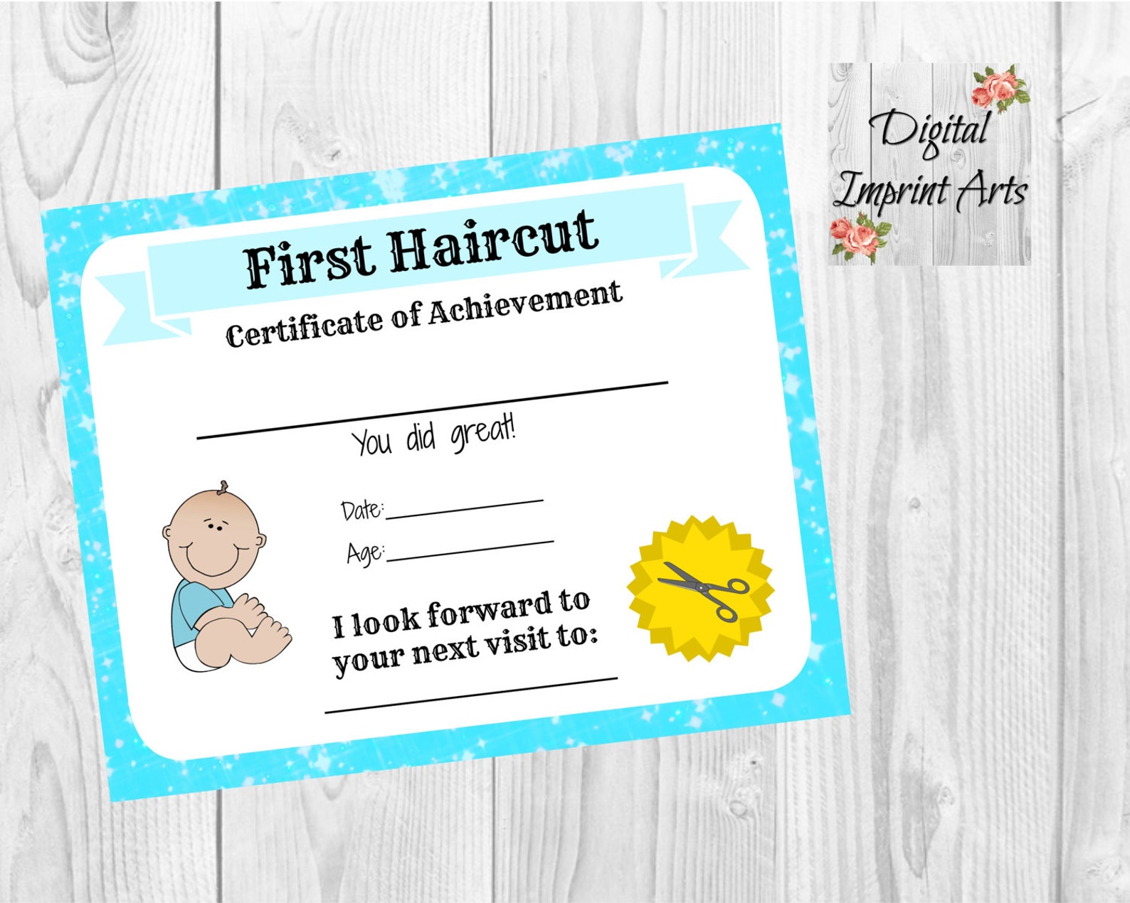 Boys First Haircut Certificate, Baby First Haircut Photo Certificate ...