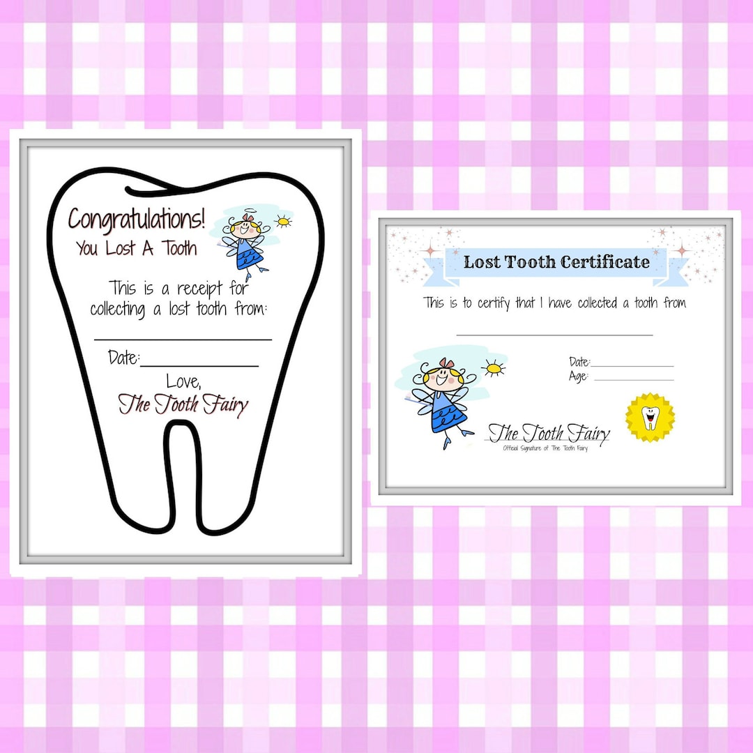 Girl Tooth Fairy Letter and Certificate, Child Lost Tooth, Baby ...