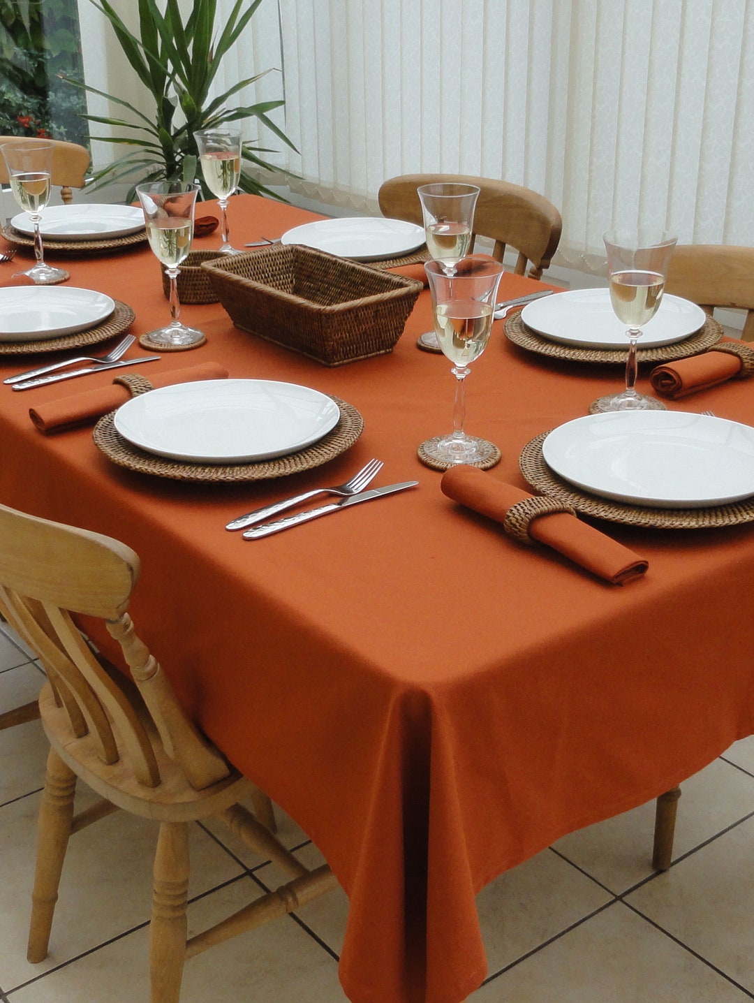 Cotton Collection Terracotta Rectangle Tablecloth - Etsy