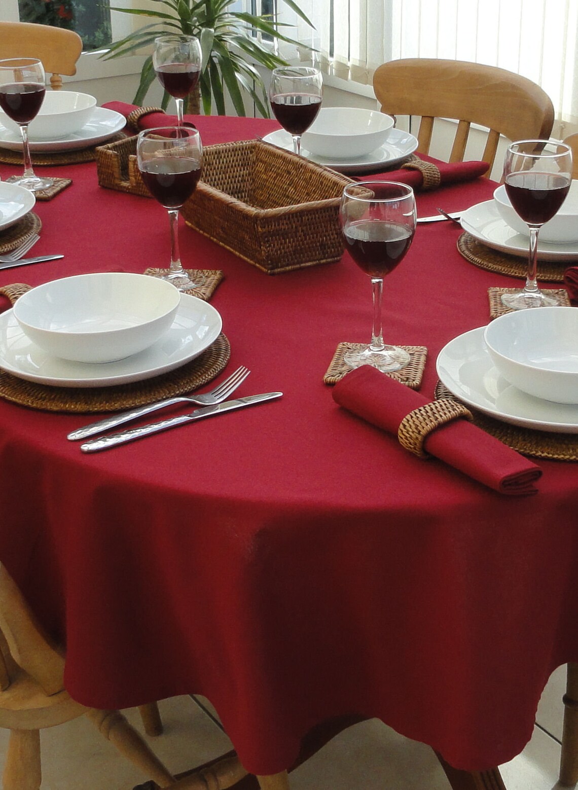 Cotton Collection Wine/burgundy/maroon Oval Tablecloth - Etsy UK