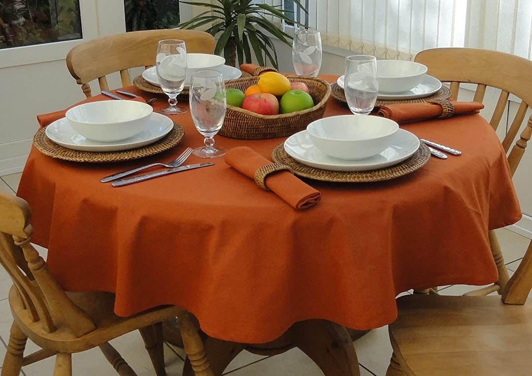Cotton Collection Terracotta Round Tablecloth - Etsy
