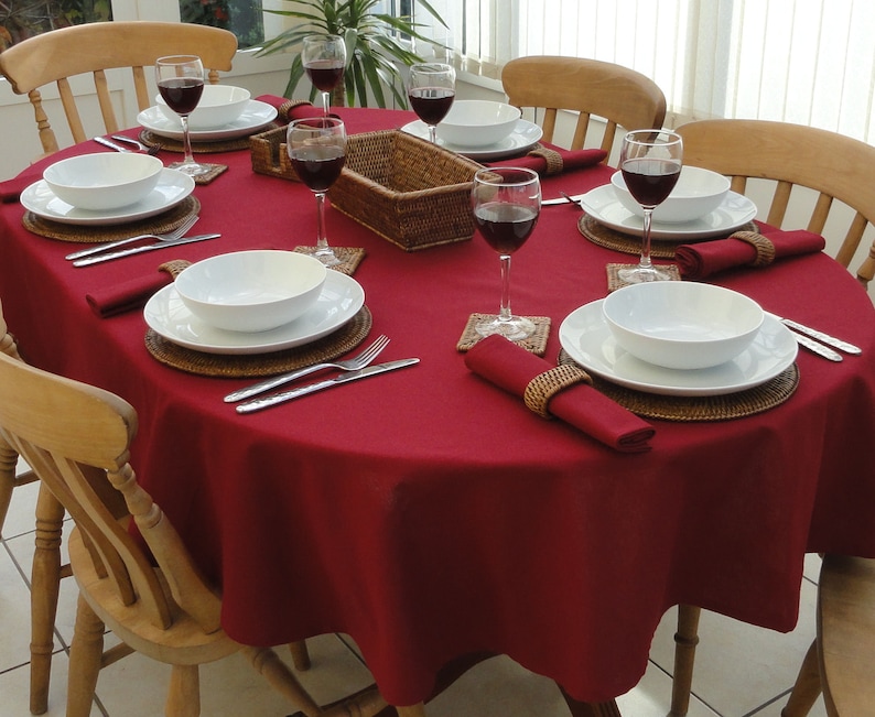 Cotton Collection Wine/burgundy/maroon Oval Tablecloth - Etsy UK