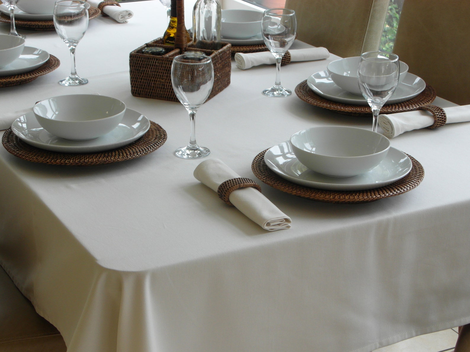 Cotton Collection Cream Rectangle Tablecloth - Etsy UK