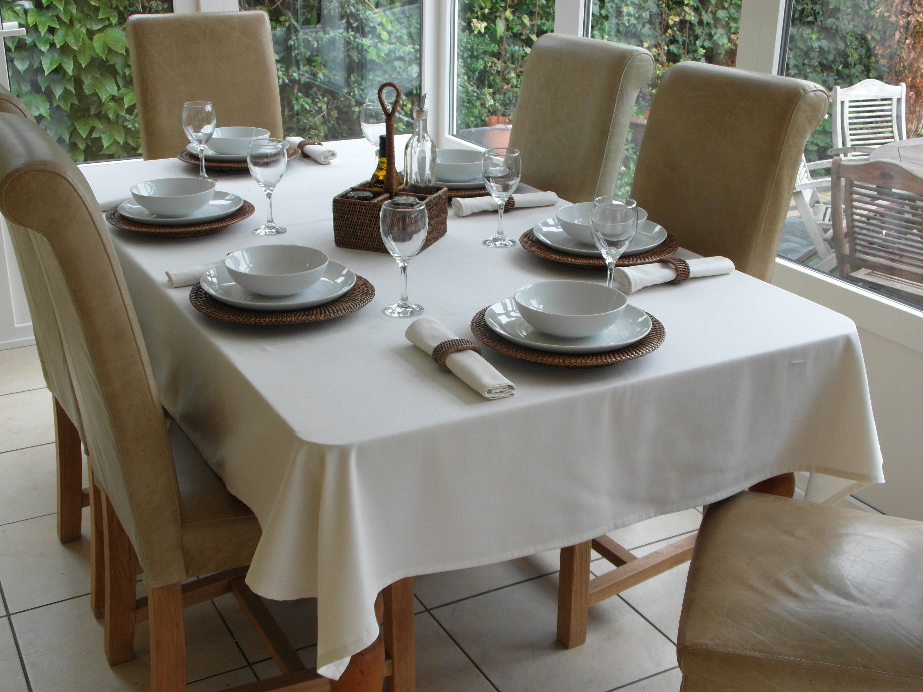 Cotton Collection Cream Rectangle Tablecloth - Etsy UK