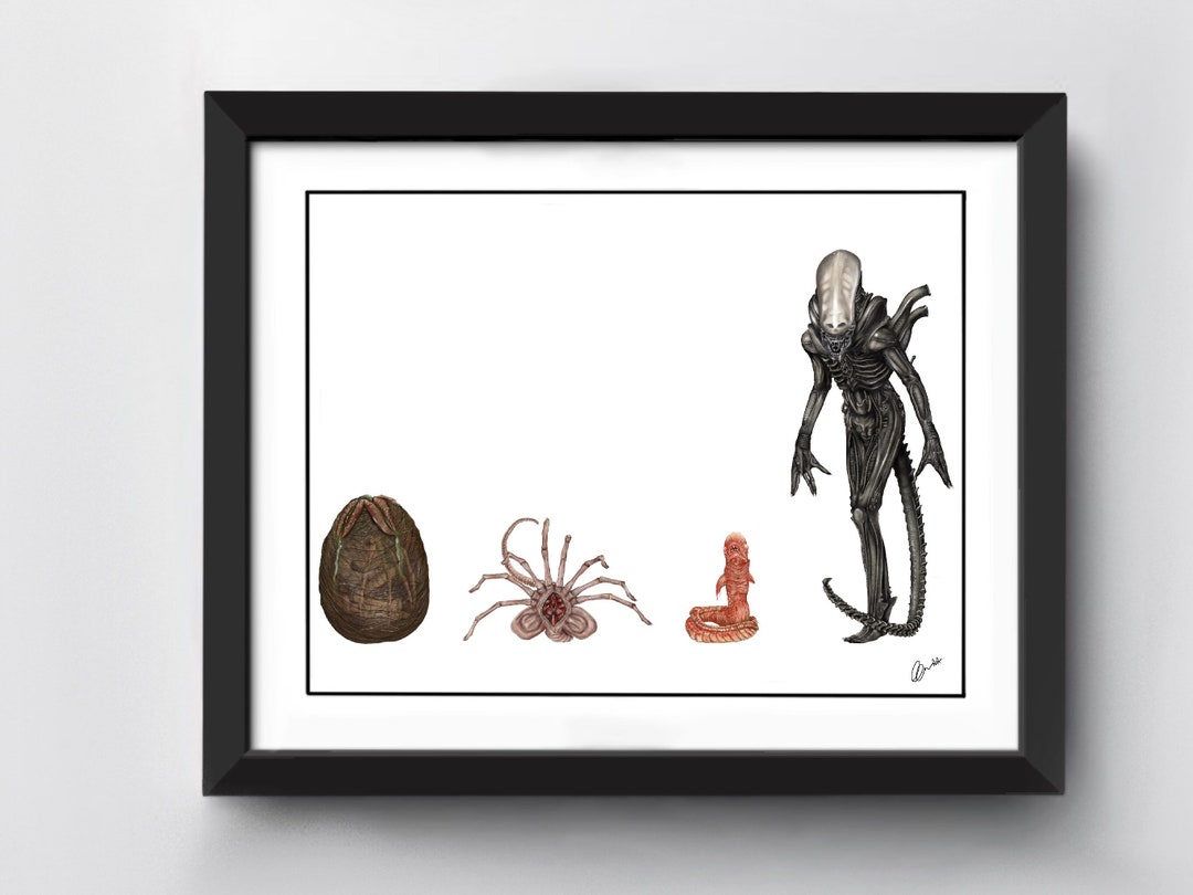 Alien Transformation Art Print A4 Size Face Hugger Chestburster ...