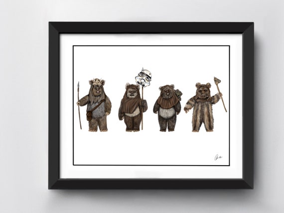 Star Wars Ewoks Art Print A4 Size Hand Drawn Illustration - Etsy
