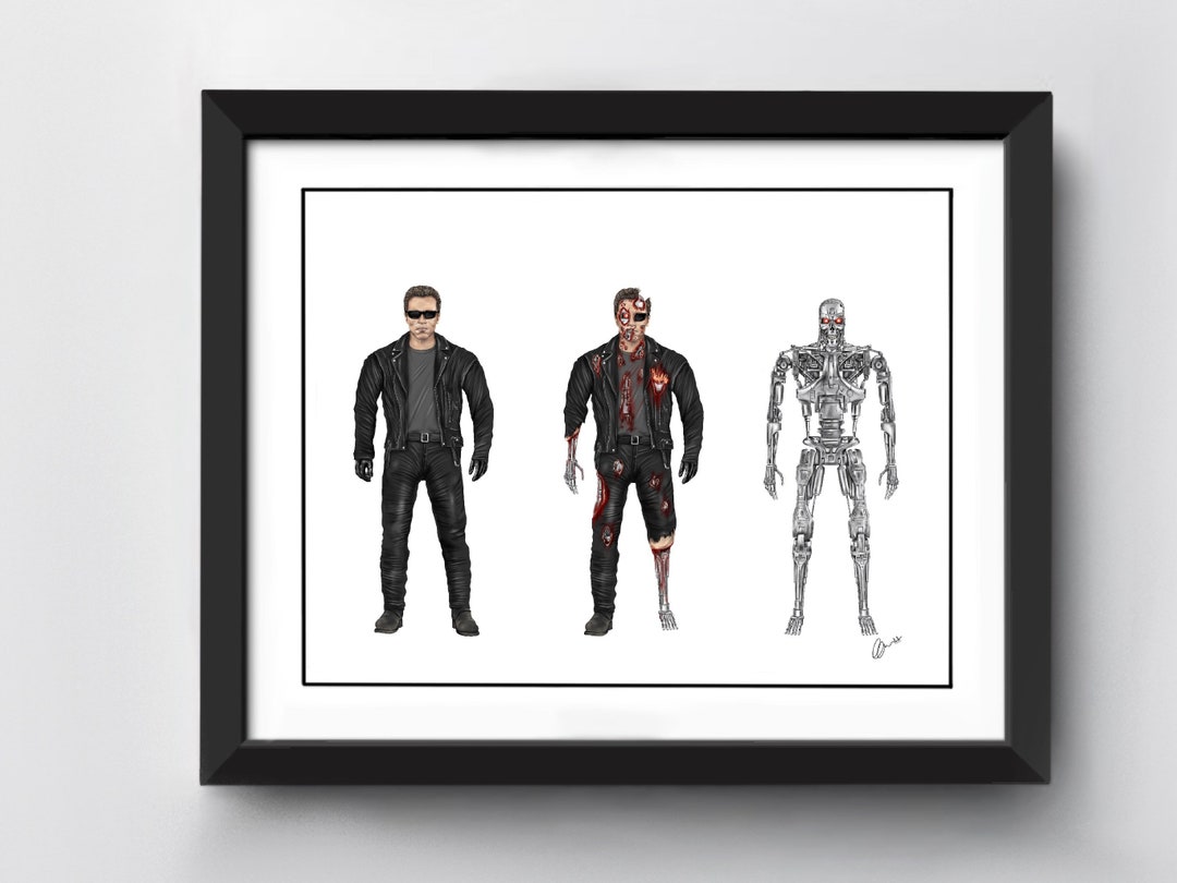 Terminator Evolution Art Print T800 Endoskeleton Arnold Schwarzenegger ...