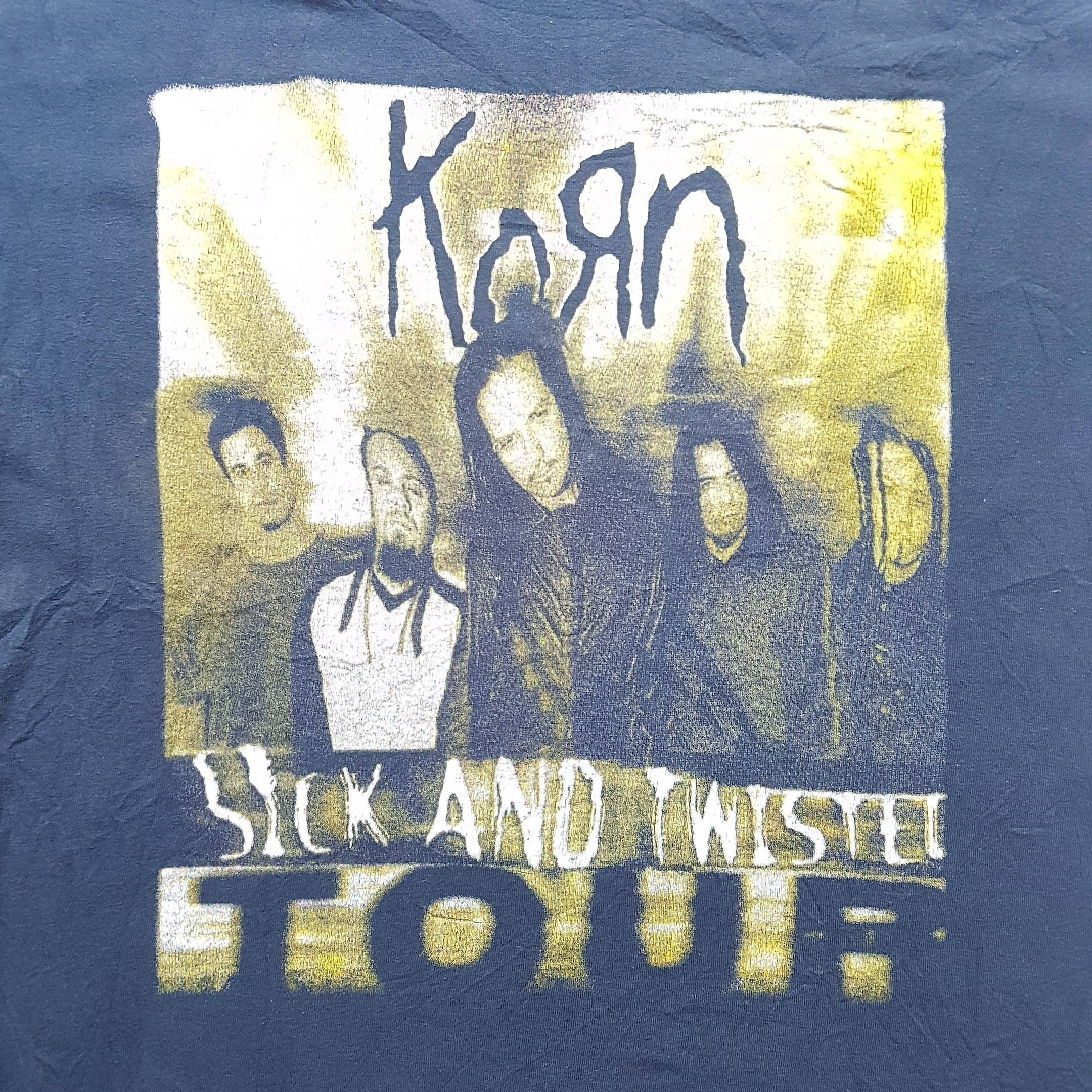 Vintage 2000 Korn Sick and Twisted Tour T Shirt Size L (W 21 Vintage 2000 Korn Sick and Twisted Tour T Shirt Size L (W 21