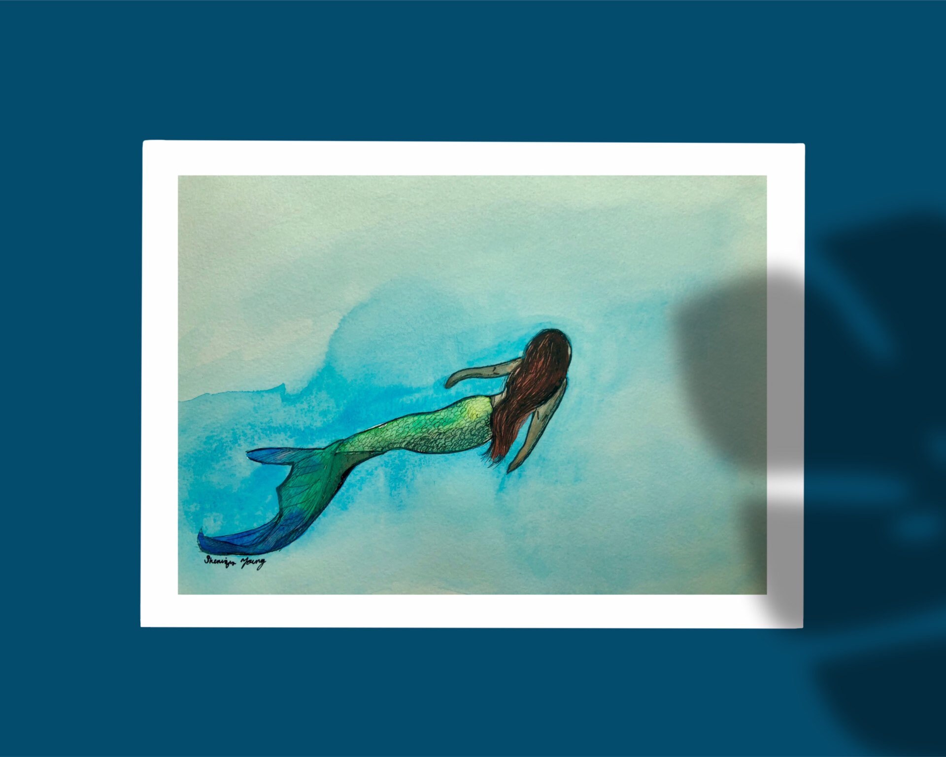 Underwater Mermaid Swimming Watercolor Art Print, Mermaidcore, Under ...