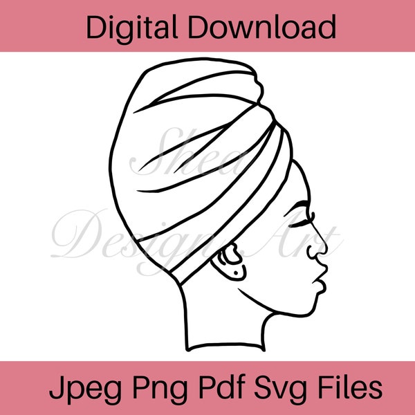 Black Woman With Headwrap Svg - Etsy