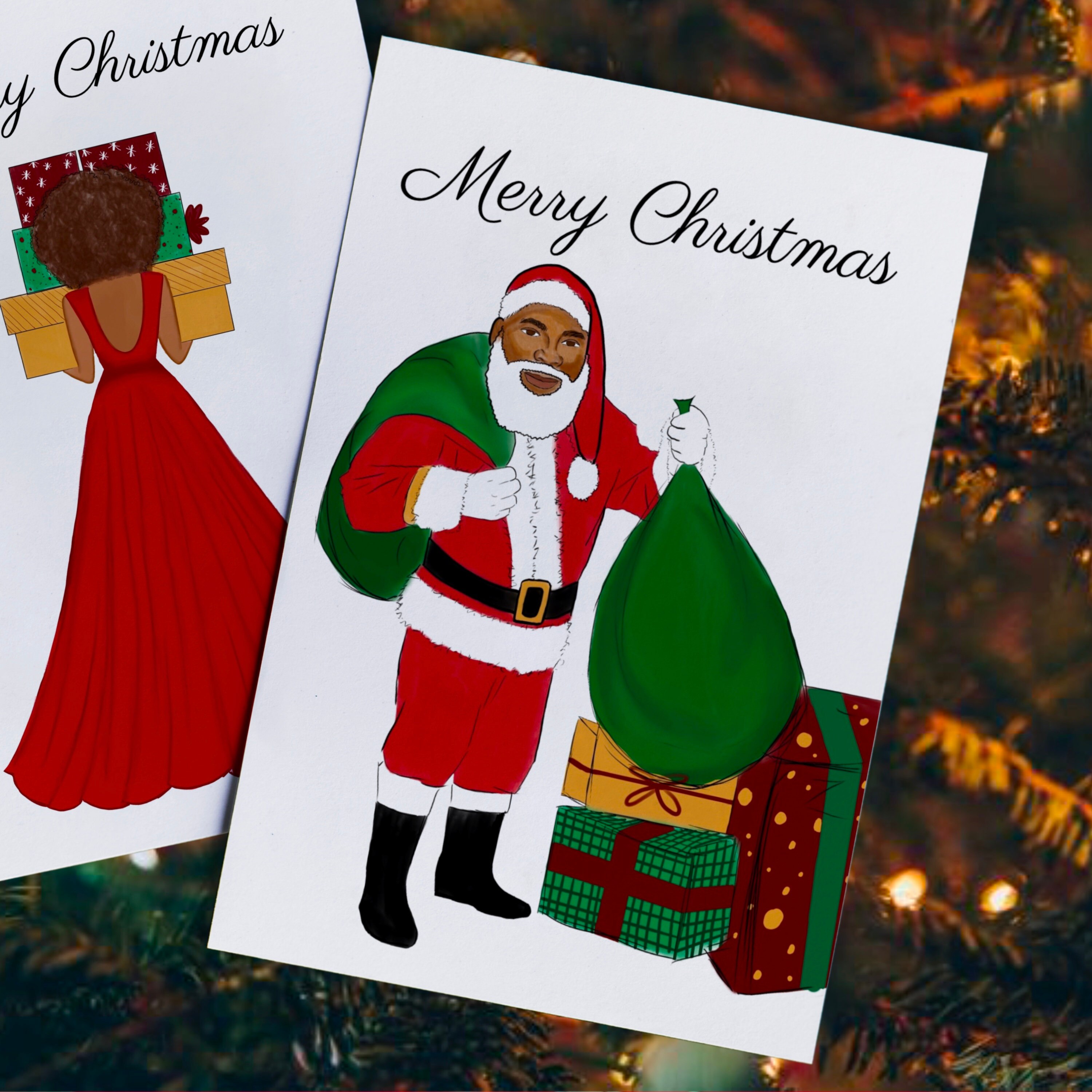 Christmas Cards Set, African American Christmas Cards, Black Greeting ...