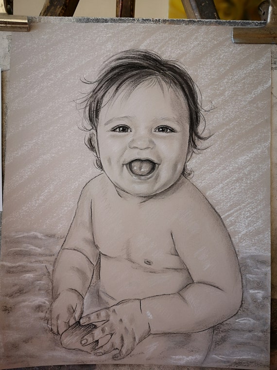 Custom Child Drawing From Photo Baby Portrait Drawing Baby Drawing Kid ...