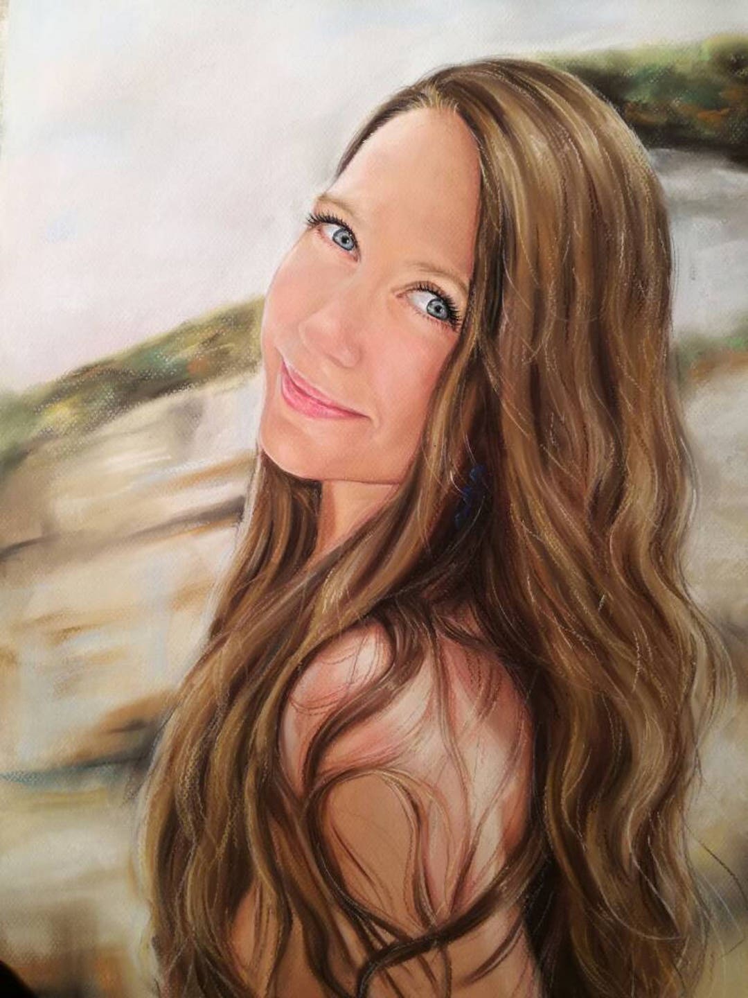 Portrait Custom Portrait Painting From Photo. Portrait of Beautiful ...