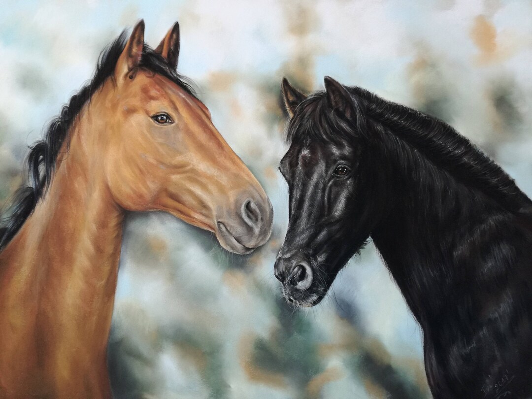 Custom Horse Painting Custom Pet Portrait From Photo Equestrian Gift ...