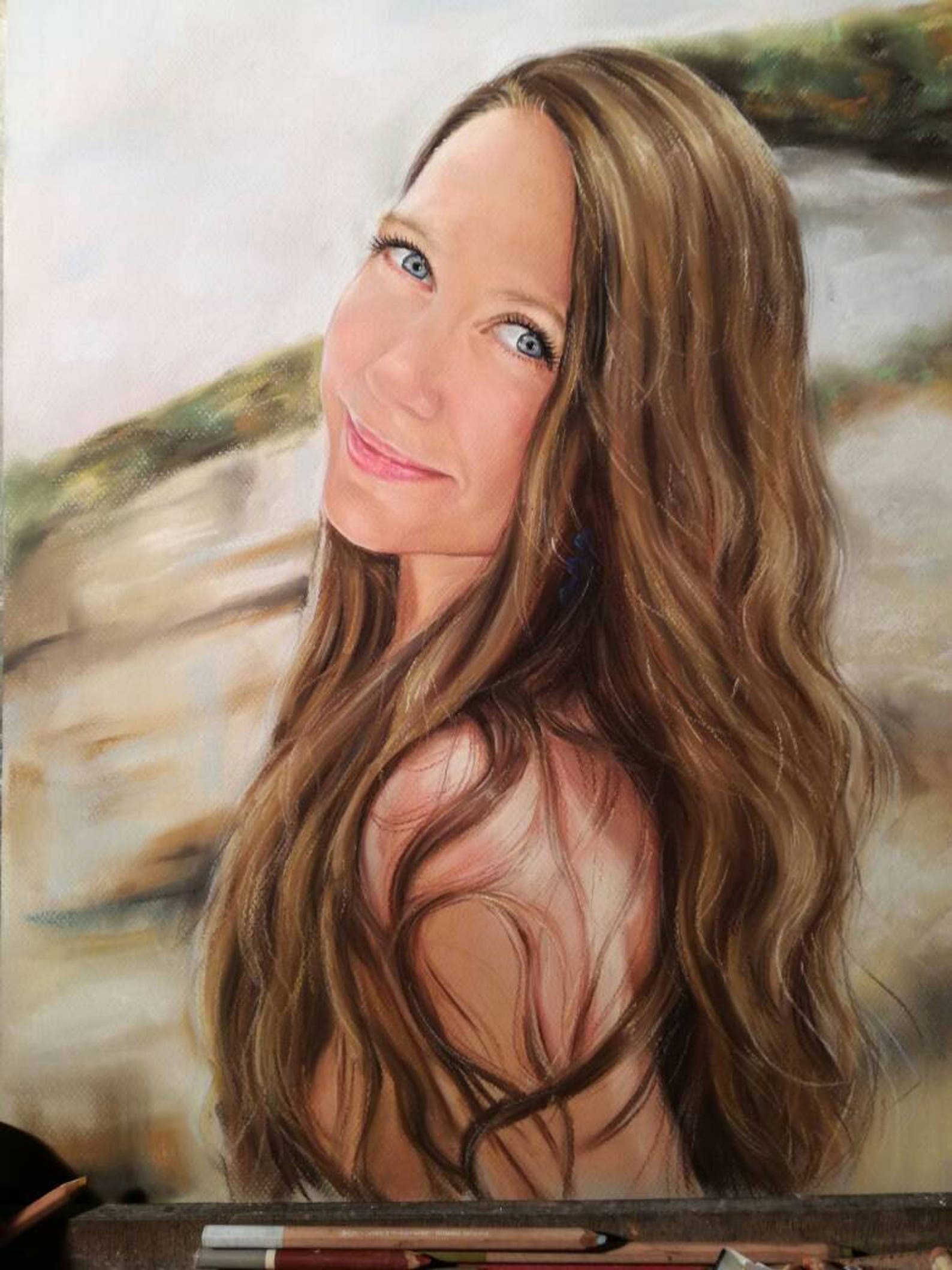 Portrait Custom Portrait Painting From Photo. Portrait of Beautiful ...