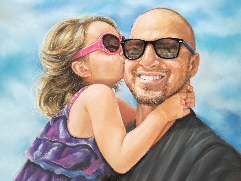 Custom Portrait From Photo Portrait Painting Drawing Original Handmade ...