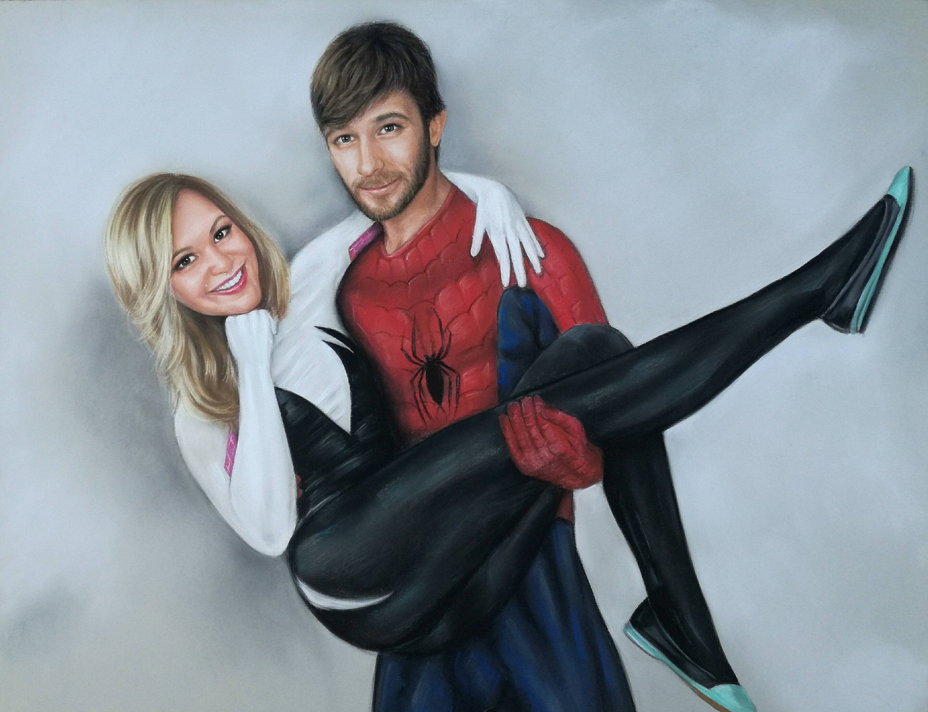 Spider Man and Spider Gwen Custom Painting Custom Spiderman and Spider Gwen Gift Portrait Boyfriend and Girlfriend Gift