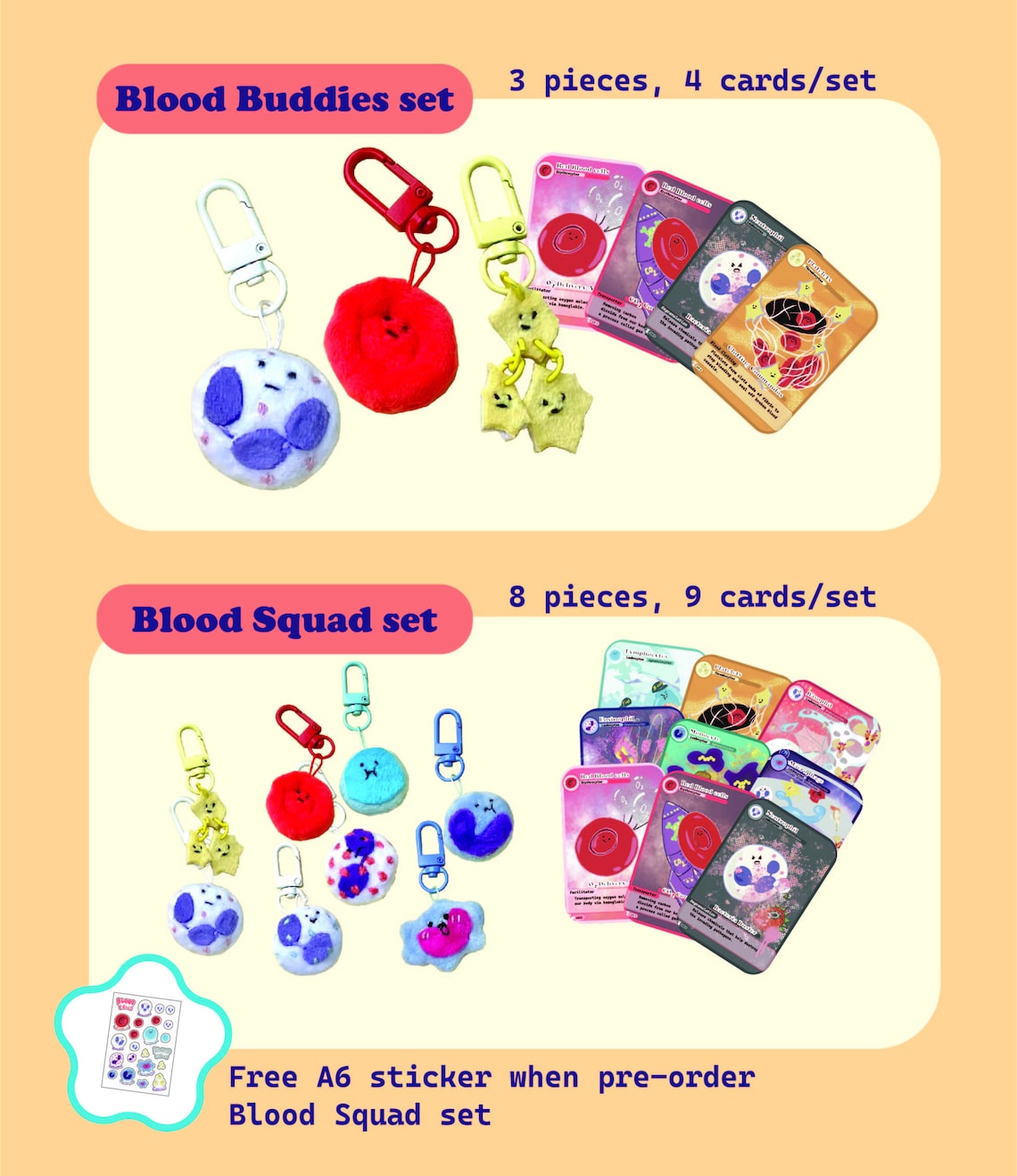 Blood Cells Keychain Collection With Random Card - Etsy