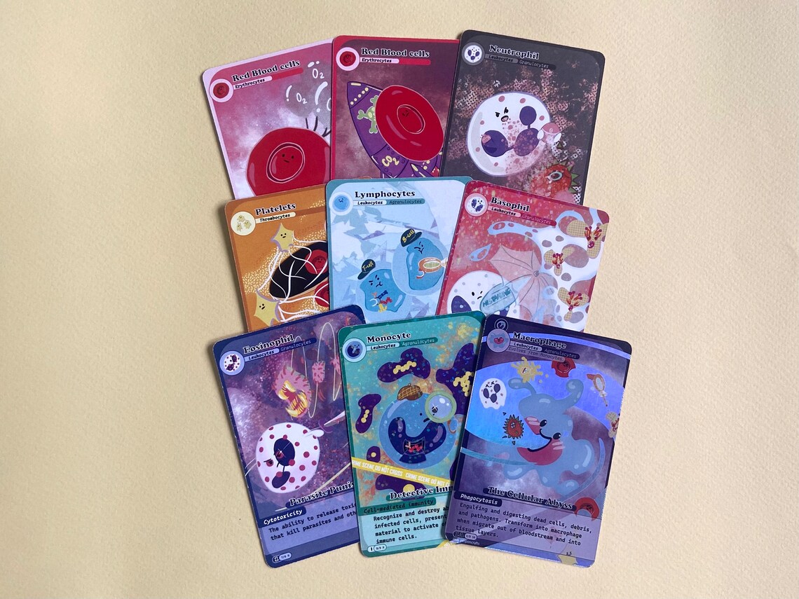 Blood Cells Keychain Collection With Random Card - Etsy