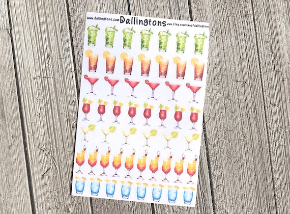Mixed Drinks Stickers 60 Tiny Kiss Cut Matte Stickers for | Etsy