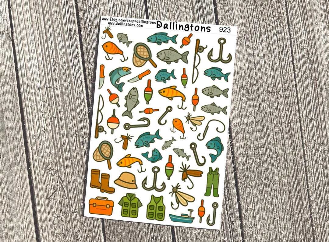Fishing (#923) - Tiny Stickers for Books and Planners - Etsy