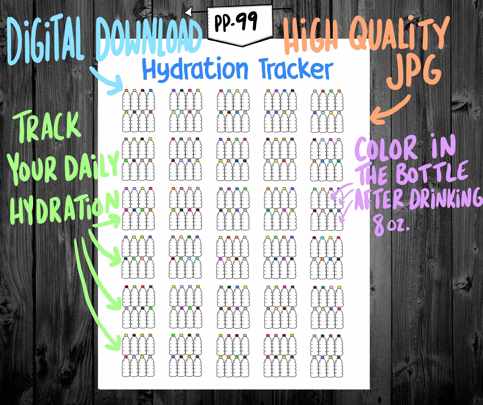 Hydration Tracker Printable Digital Download Water - Etsy