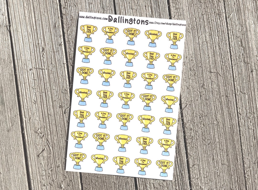 Happy Trophies (#66) - Tiny Stickers for Books and Planners - Etsy
