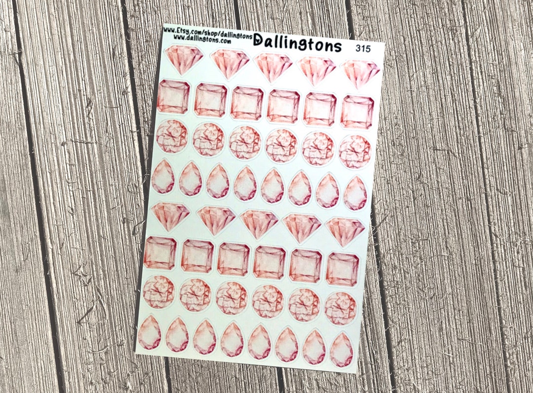 Red Watercolor Gems (#315) - Tiny Stickers for Books and Planners - Etsy