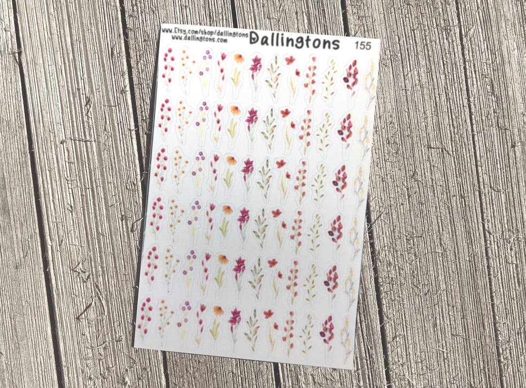Wildflowers Mix (#155) - Tiny Stickers for Books and Planners - Etsy