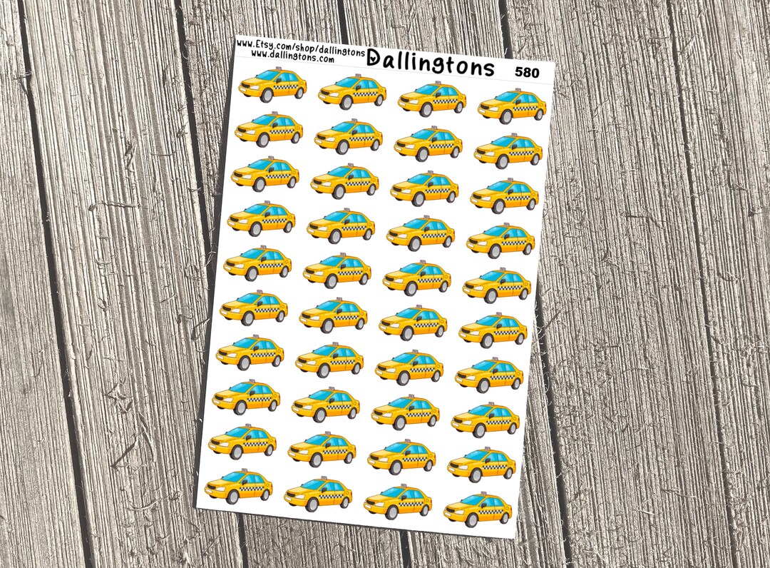 Taxi (#580) - Tiny Stickers for Books and Planners - Etsy