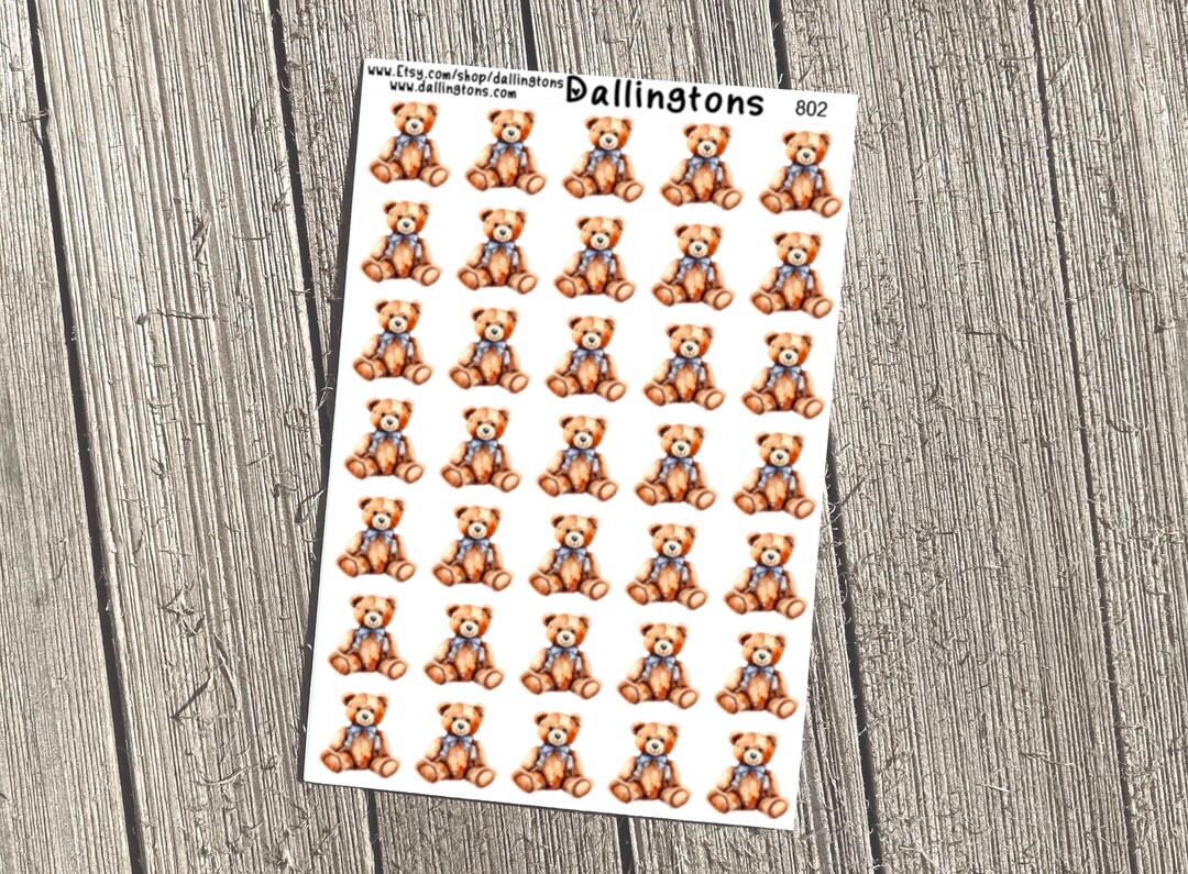 Teddy Bear (#802) - Tiny Stickers for Books and Planners - Etsy