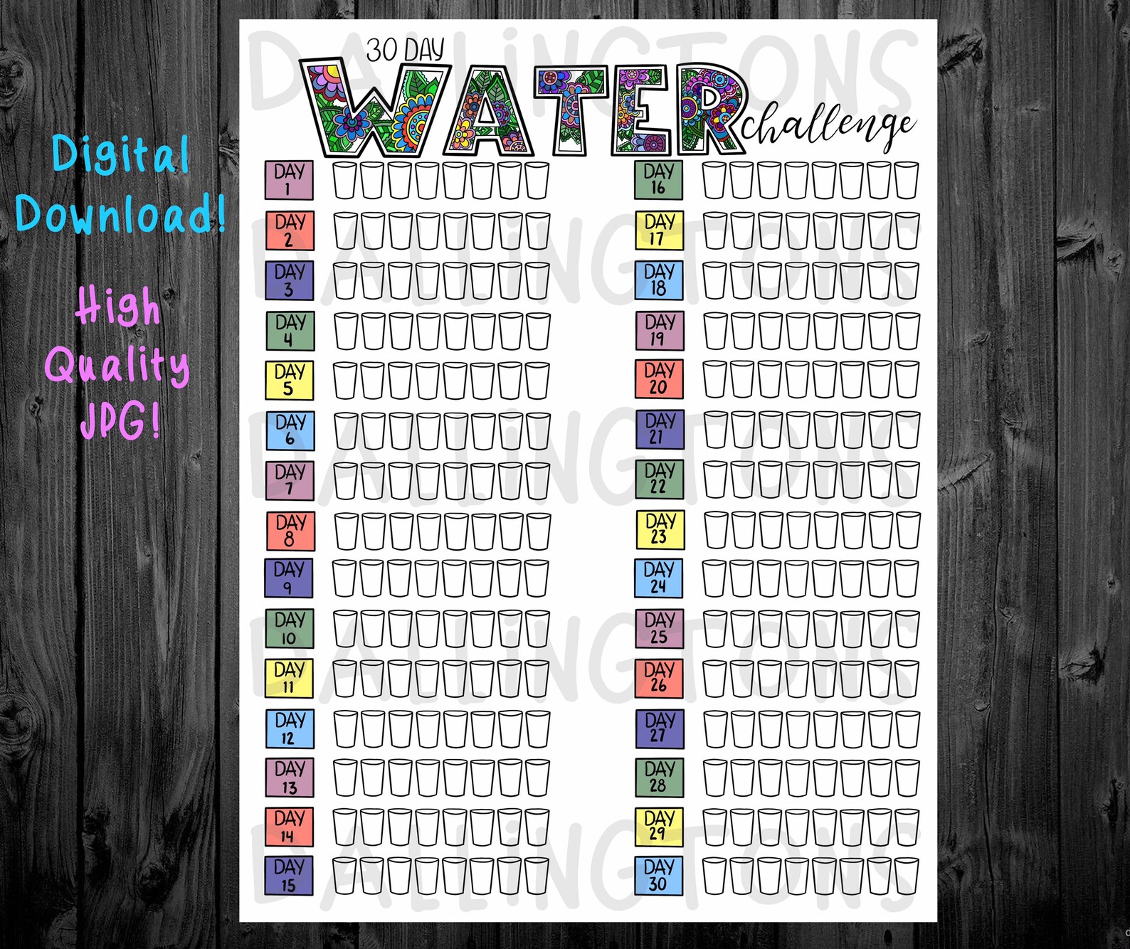 Water Tracker Hydration Tracker Planner Page Printable - Etsy