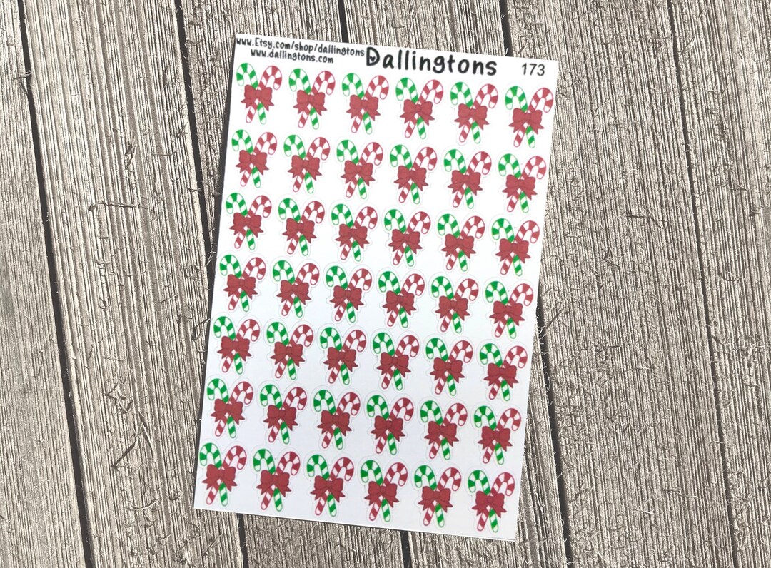Candy Canes (#173) - Tiny Stickers for Books and Planners - Etsy