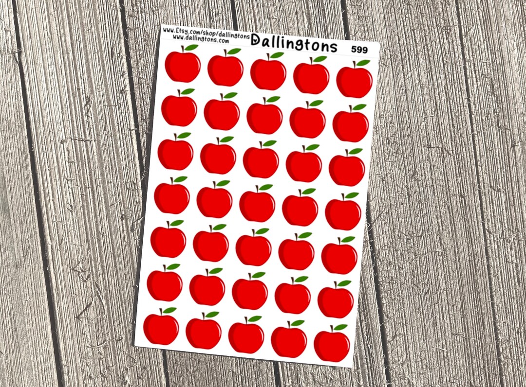 Apple (#599) - Tiny Stickers for Books and Planners - Etsy