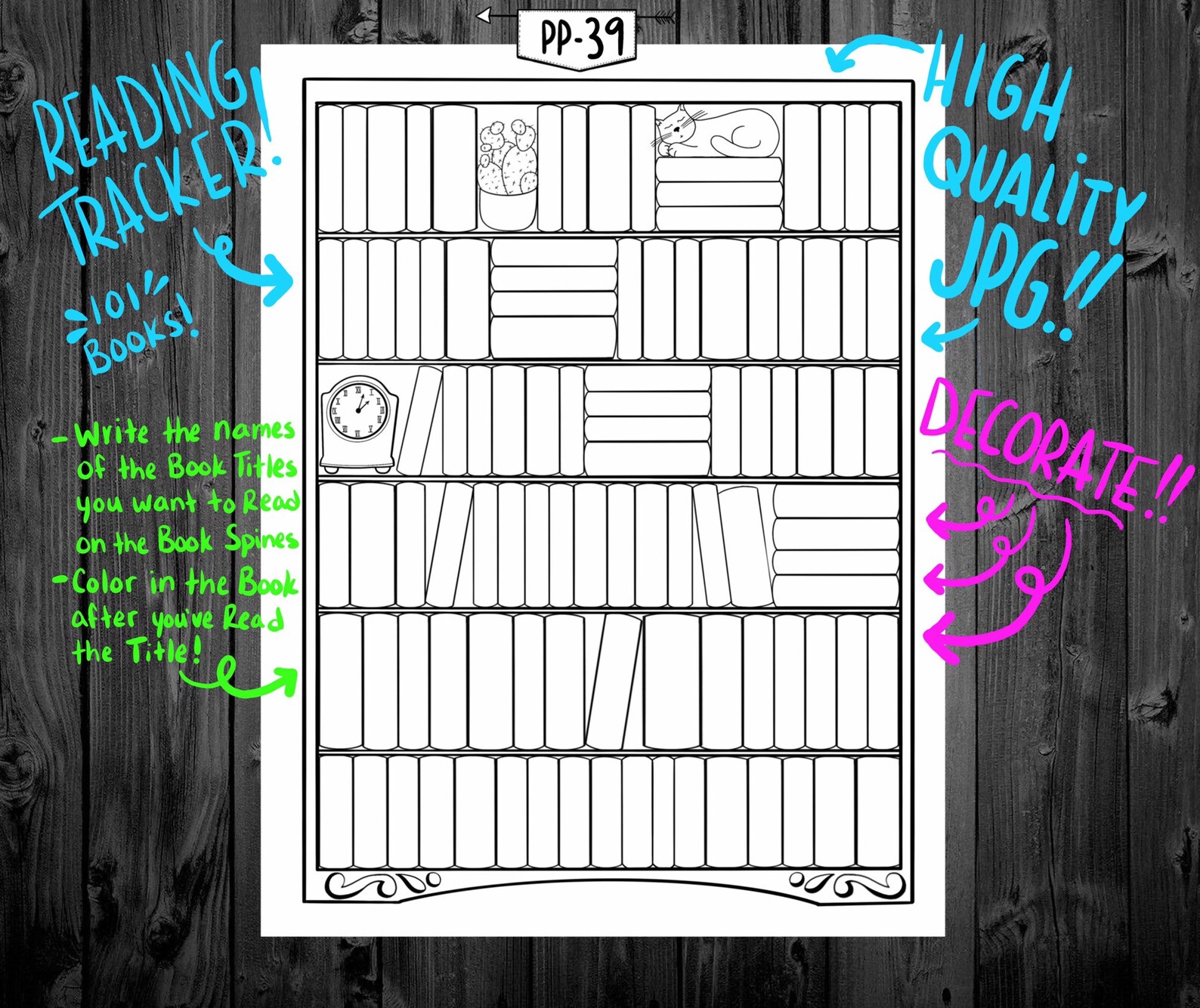 Book Shelf Reading Tracker Printable Book Shelf Book | Etsy