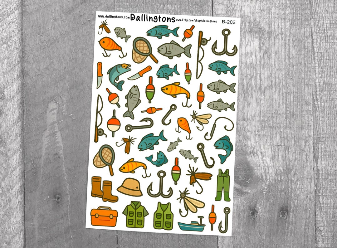 Fishing (B-202) - Stickers for Books and Planners, Sticker Sheets ...