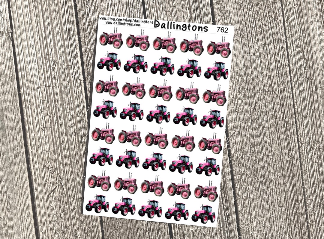 Pink Tractors (#762) - Tiny Stickers for Books and Planners - Etsy