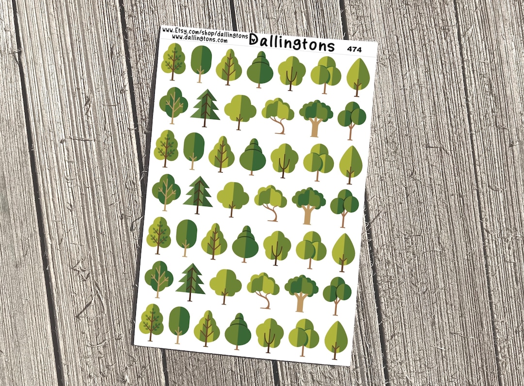 Trees (#474) - Tiny Stickers for Books and Planners - Etsy