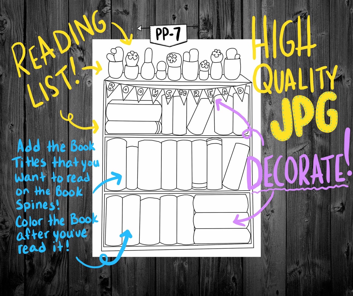 Reading List Tracker Printable Bookshelf Books to Read | Etsy
